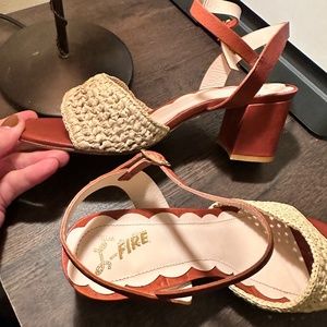 MISS L FIRE | Shoes | Nwb Miss L Fire Miro Tan Raffia Sandals Size 4 Or ...